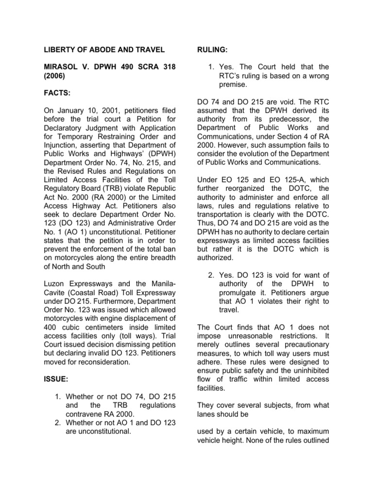 DPWH Orders on Highway Access Invalid | PDF | Injunction | Justice