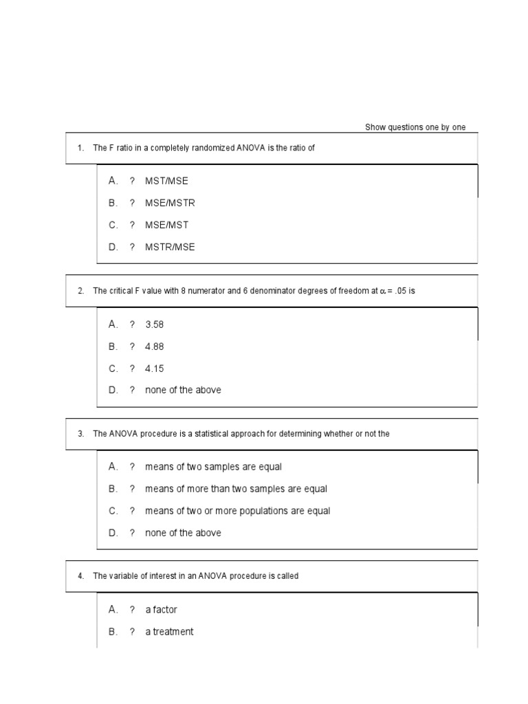 MC Anova | PDF | Analysis Of Variance | Degrees Of Freedom (Statistics)