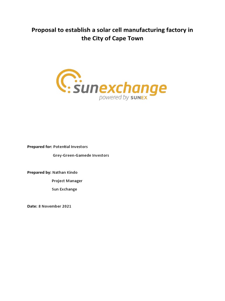 Solar Factory Business Proposal | PDF | Solar Power | Renewable Energy