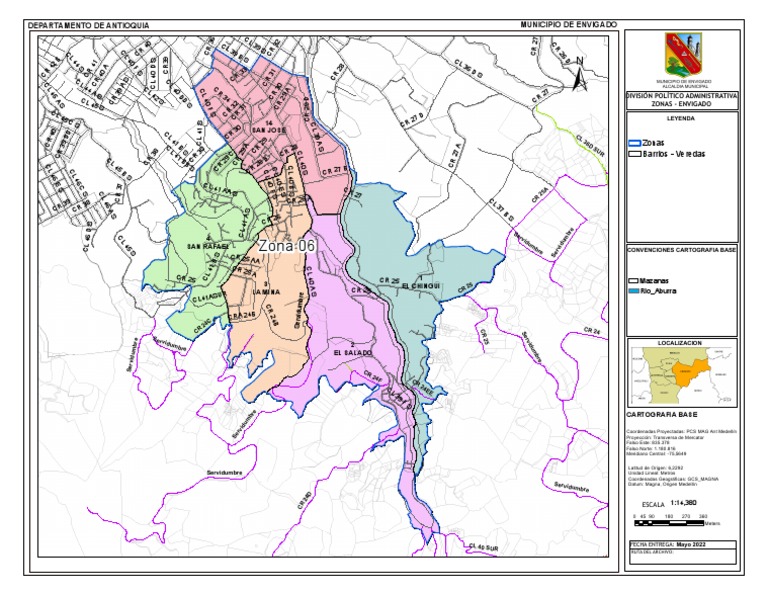 Mapa de Barrios de Envigado | PDF | Cartografía | Geofísica