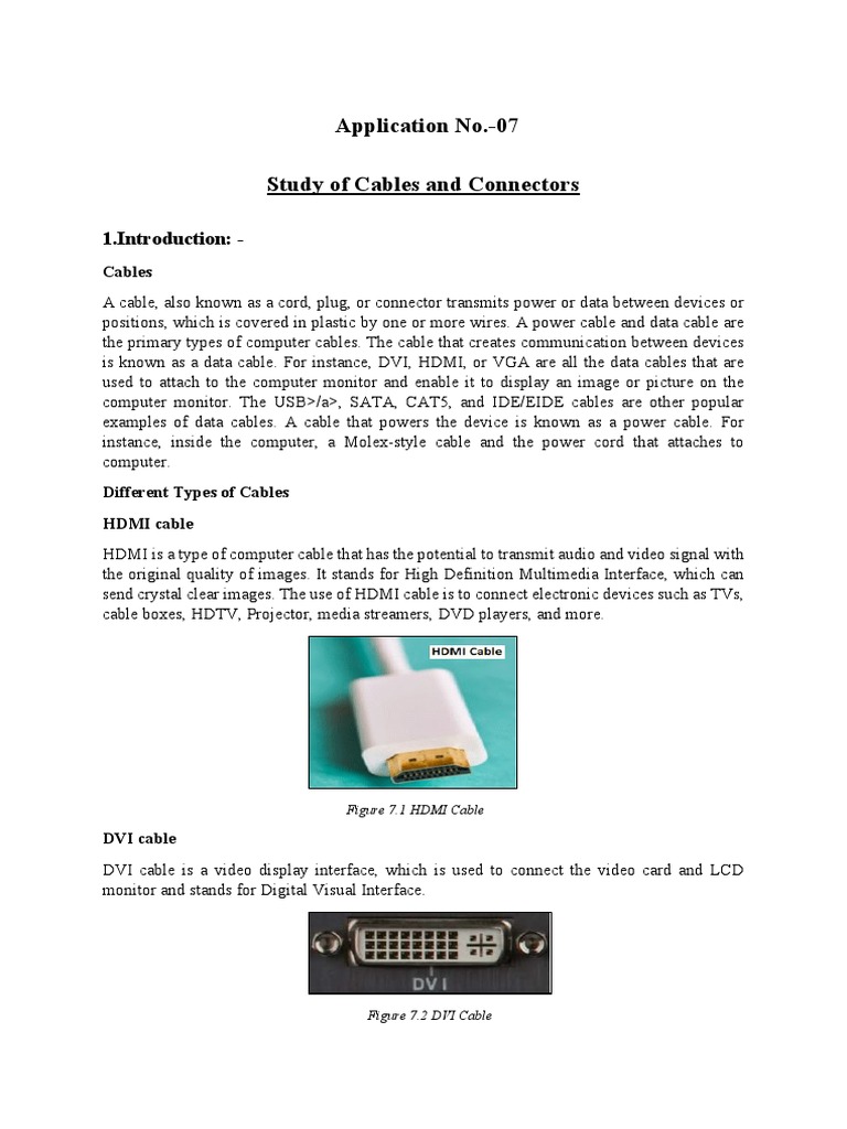 Study of Cables | PDF | Hdmi | Electrical Connector
