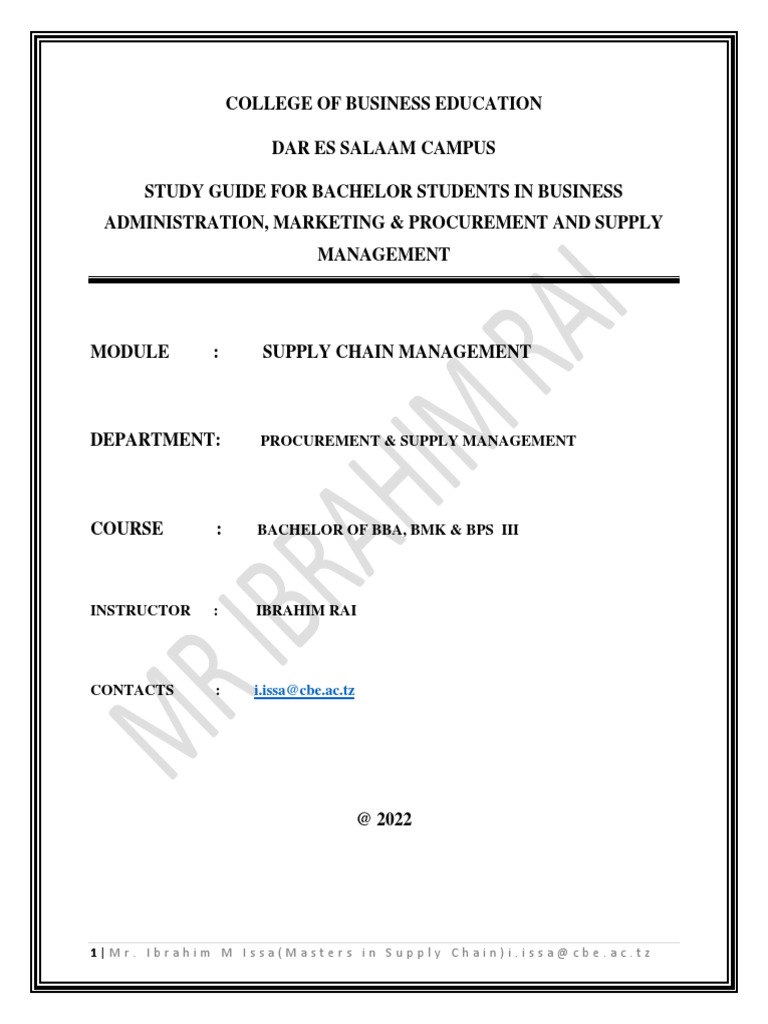 New Ibra - Supply Chain Management For Bachelor Degree 2022 | PDF ...