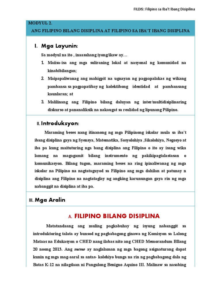 FILDIS Modyul 2 | PDF