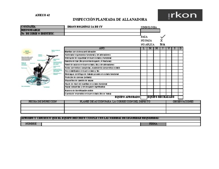Anexo 42 Inspección de Allanadora | PDF Anexo 42 Inspección de Allanadora | PDF