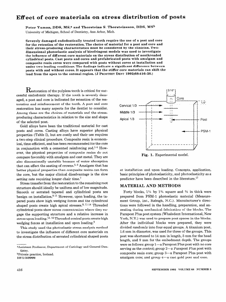 Effect of Core Materials On Stress Distribution of Posts | PDF ...