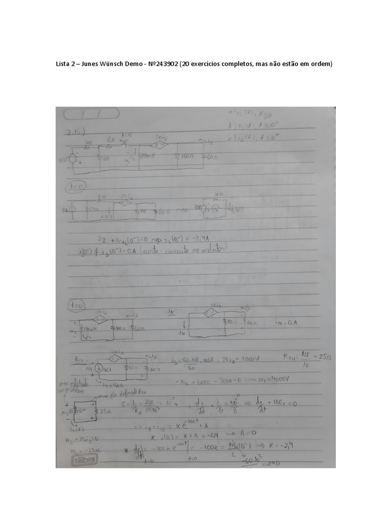 Lista 2 de Análise de Circuitos II | PDF