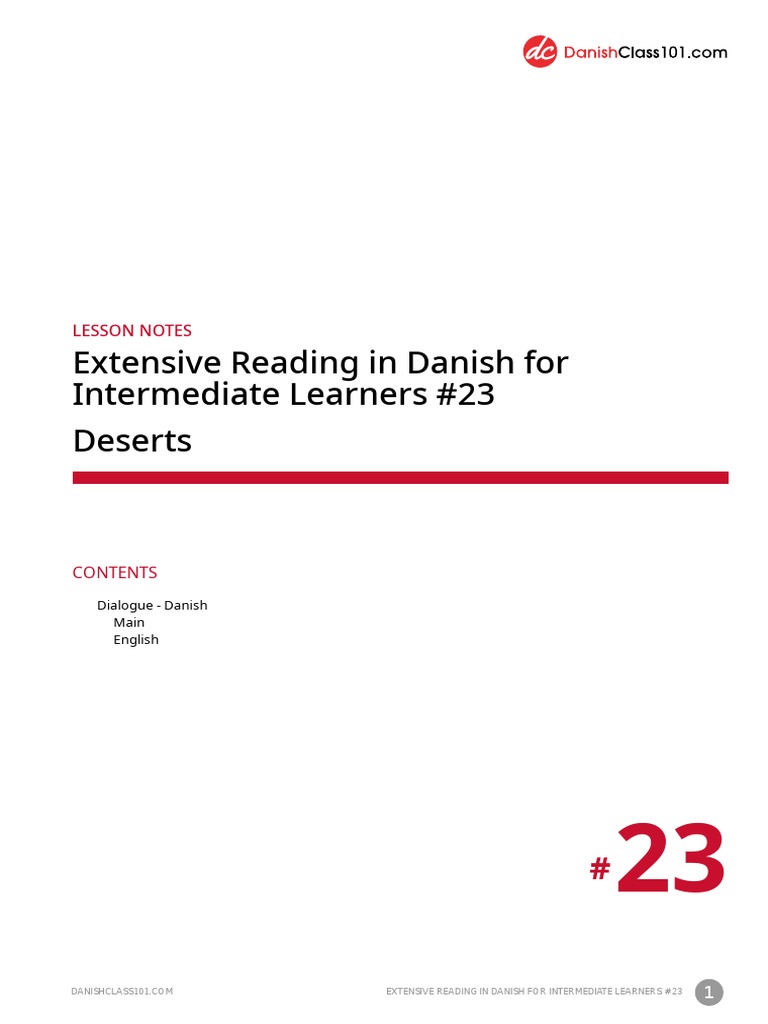 Extensive Reading in Danish For Intermediate Learners #23 Deserts | PDF