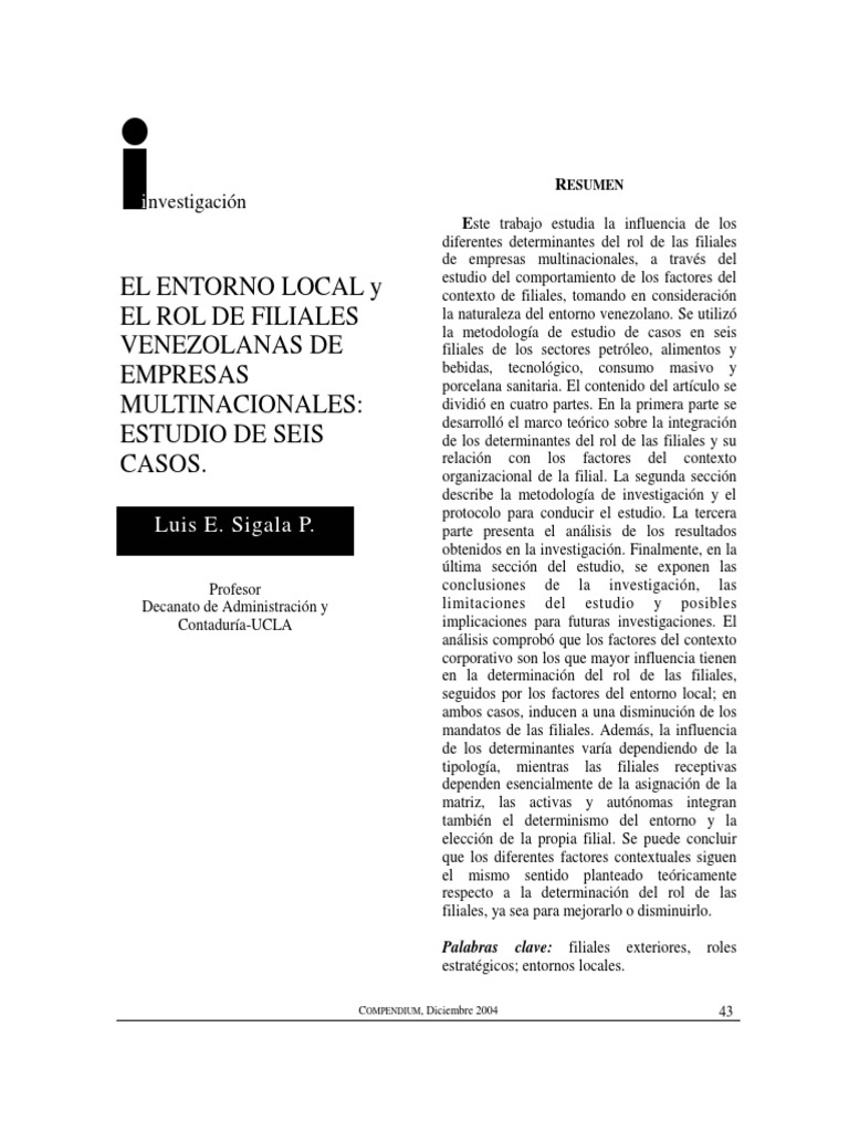 Filiales Multinacionales en Venezuela: Estudio | PDF | Corporación ...
