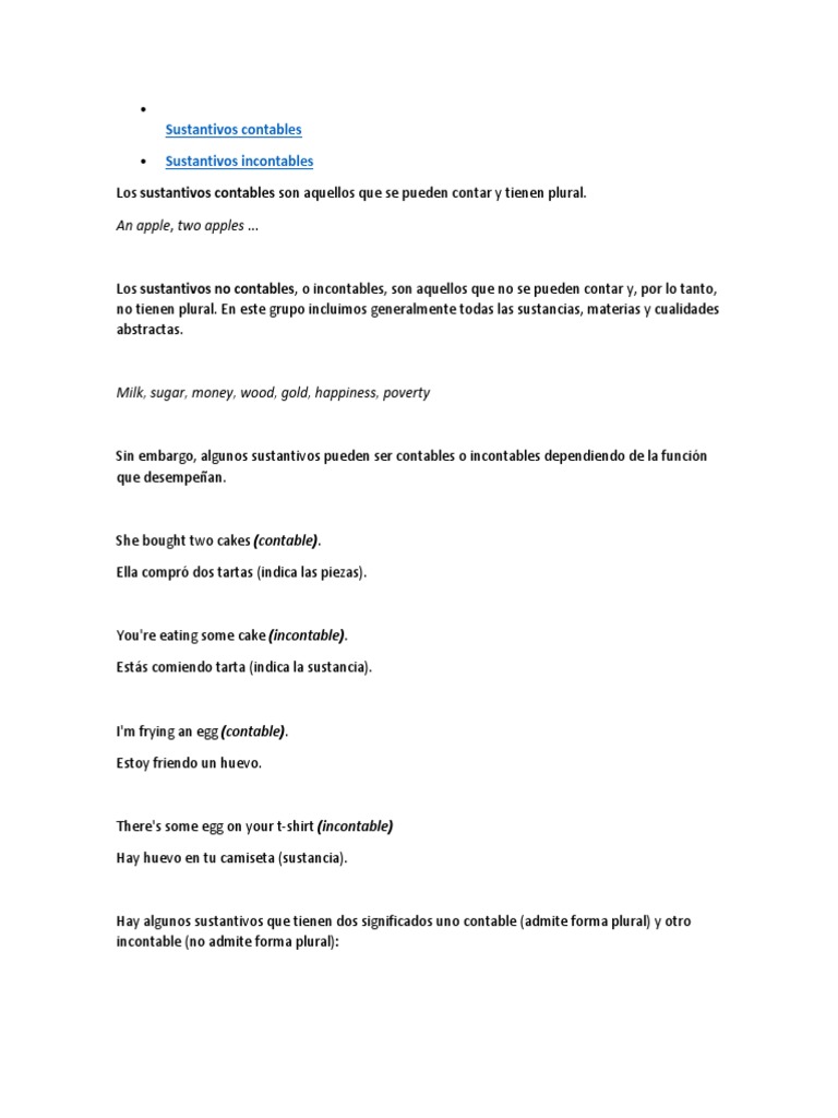 Sustantivos e Incontables Contables | PDF | Sustantivo | Adjetivo