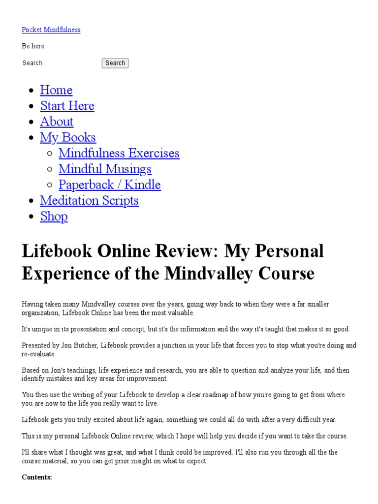 Lifebook Online Review - My Mindvalley Experience (2023) | PDF | Metaphysics Of Mind ...