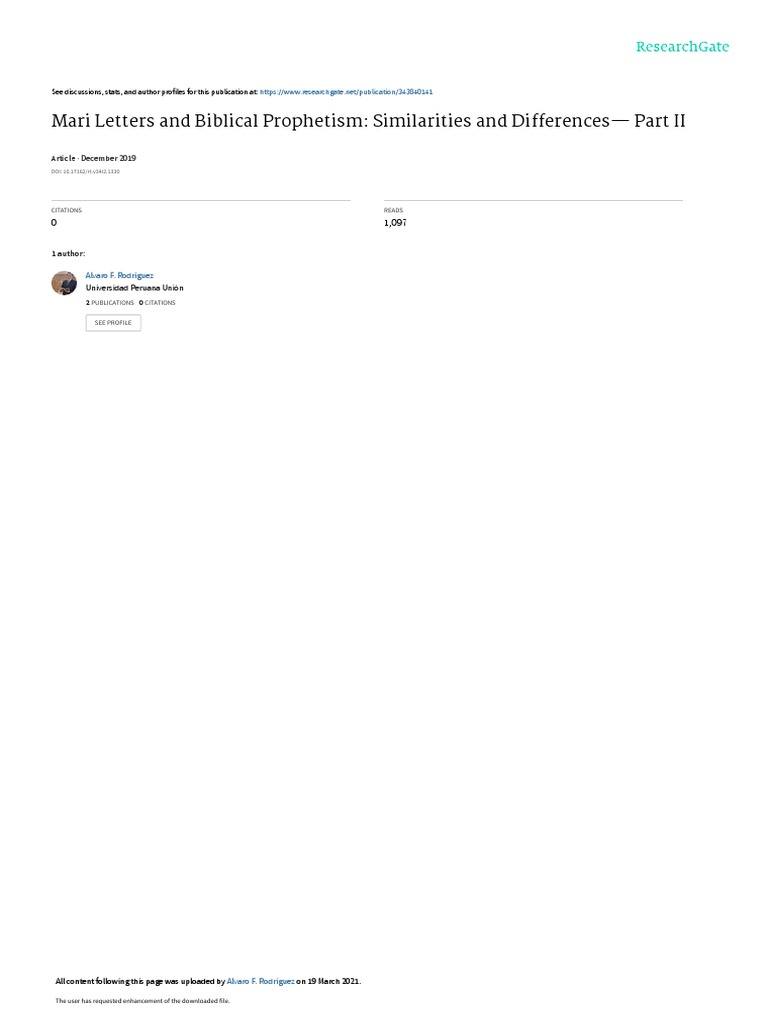 Mari Letters and Biblical Prophetism: Similarities and Differences ...