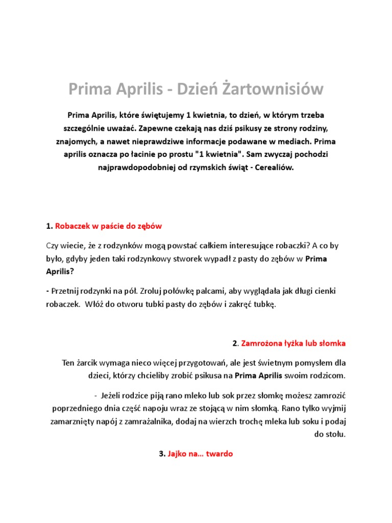 Prima Aprilis - Gazetka | PDF