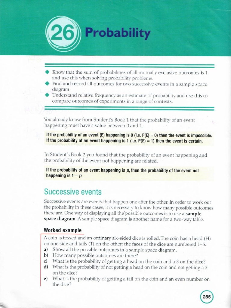 IGCSE CIE CheckPoint Book 3 CH 26 Probability | PDF