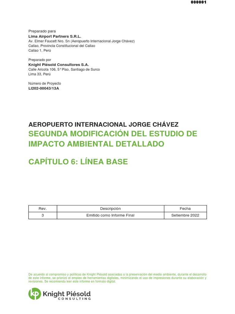 Segunda Modificación Del Estudio de Impacto Ambiental Detallado Capítulo 6: Línea Base | PDF ...