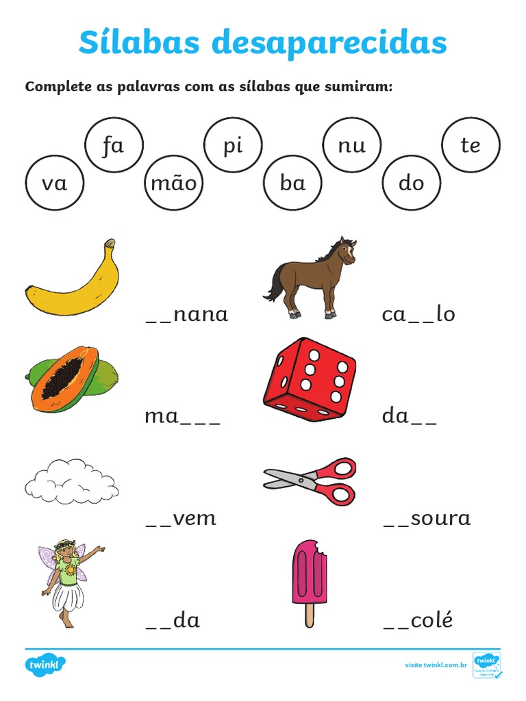 Br P 1641584227 Atividade Para Completar Palavras Com Silabas Ver 3 Pdf