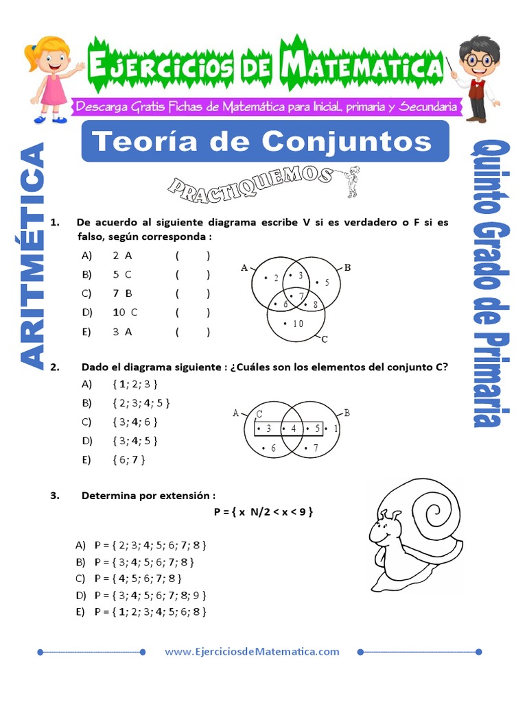 Actividades de Teoria de Conjuntos para Quinto de Primaria | PDF ...