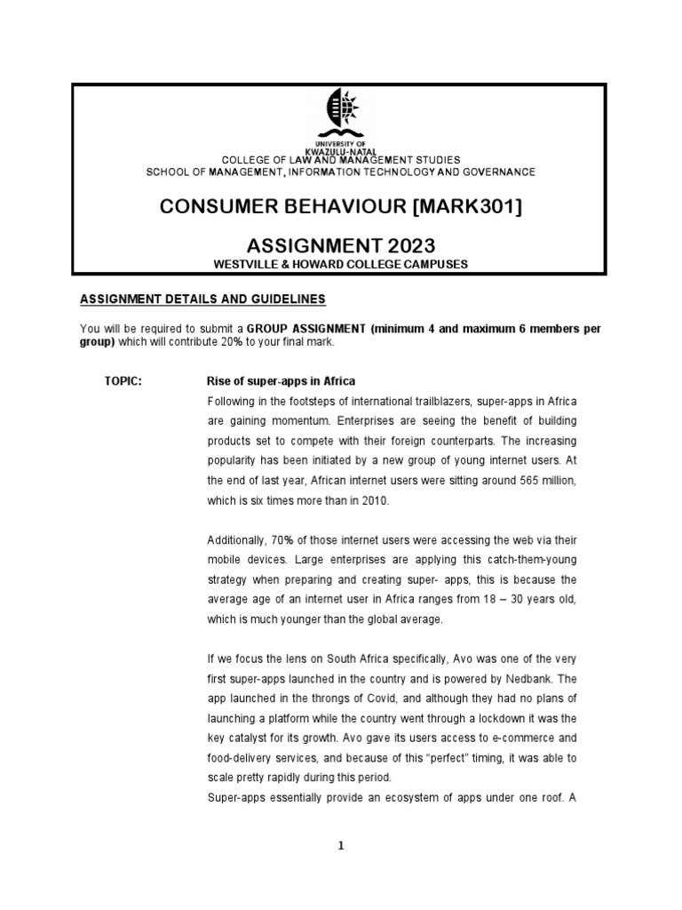 MARK 301 GROUP ASSIGNMENT HANDOUT 2023 (1) | PDF | Plagiarism | Turnitin