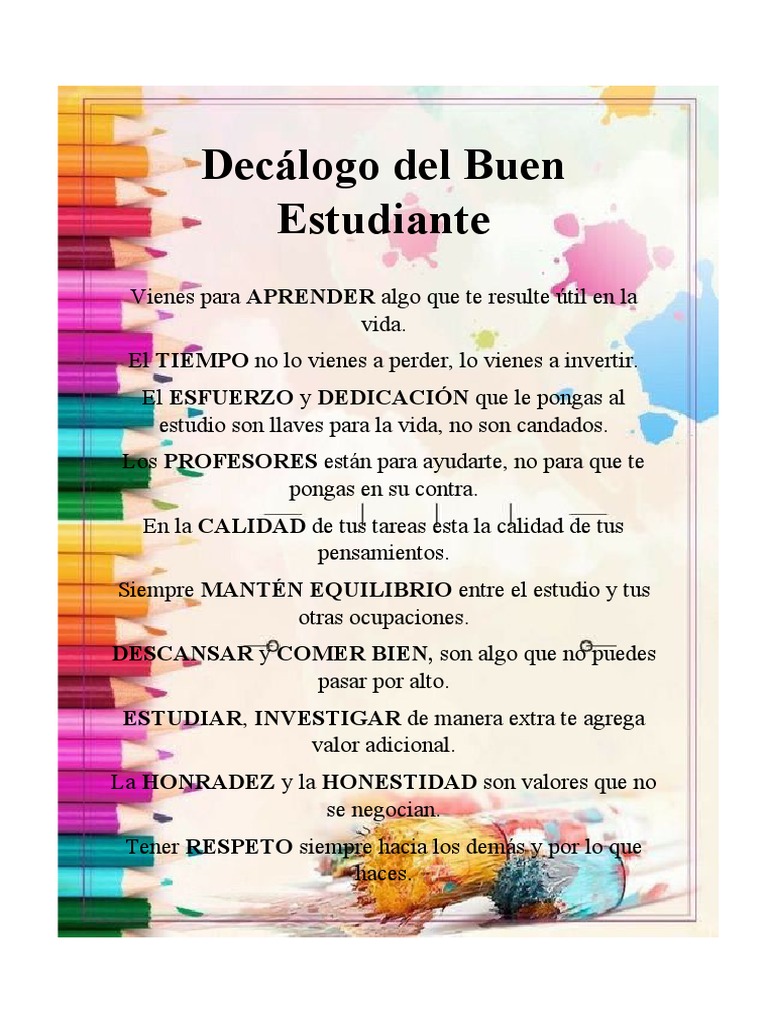 Decálogo Del Buen Estudiante | PDF