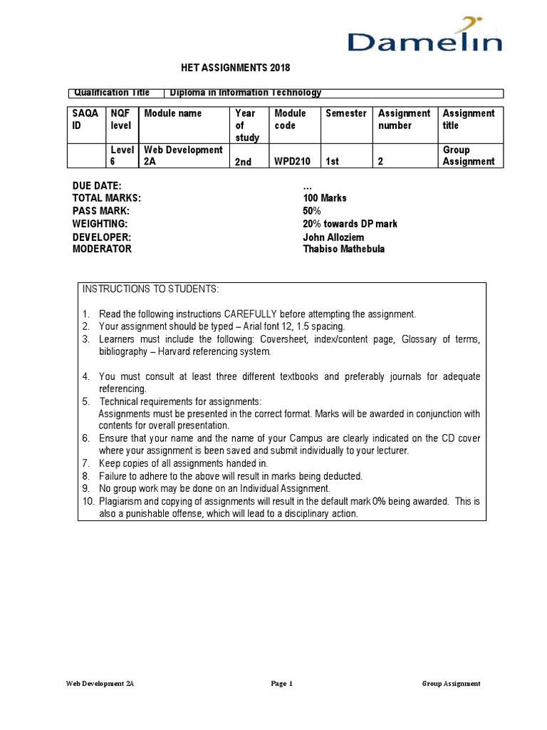 Web Development 2A Group Assignment | PDF
