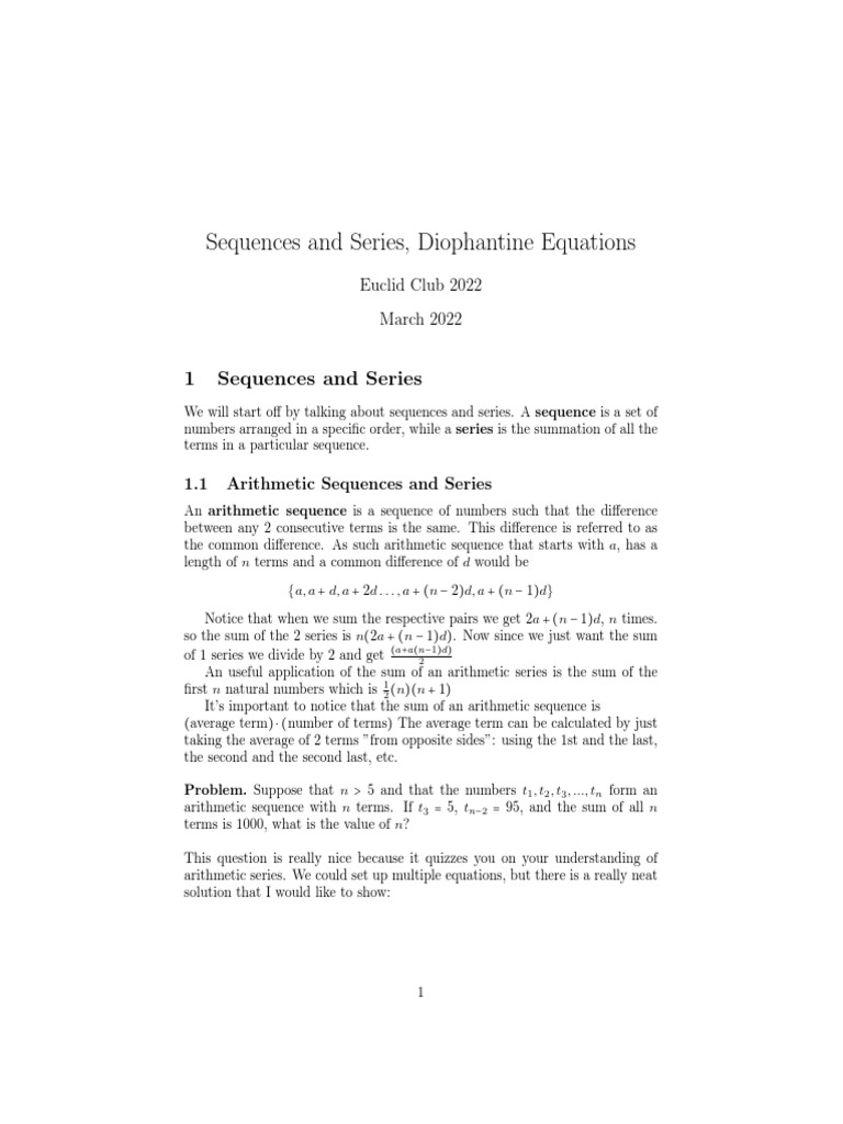 Diaphantine Equations Sfft Ec Handout 03 Pdf Equations Factorization