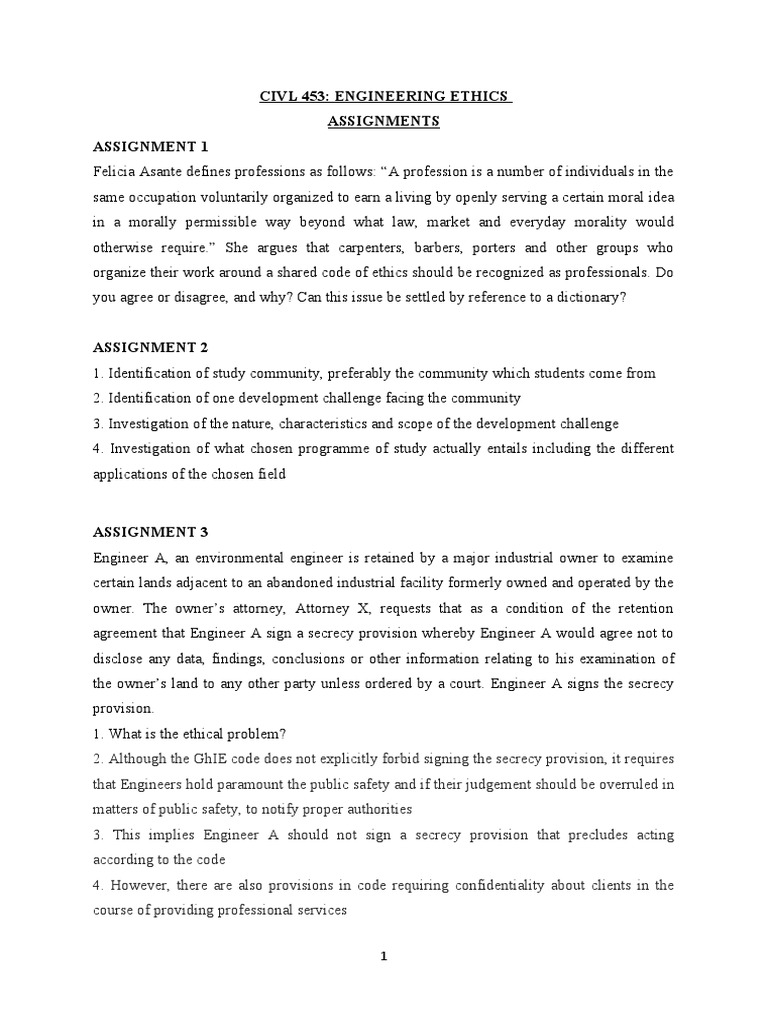 Engineering Ethics Assignment | PDF | Applied Philosophy | Applied Ethics