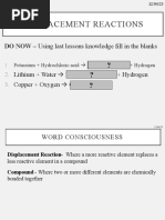 KS3 Chemistry Worksheet - Displacement Reactions | PDF