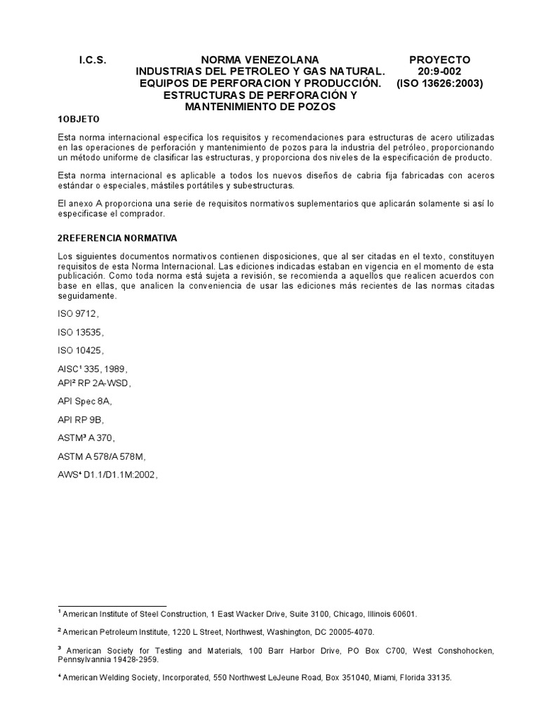 ISO 13626 (API-4F) - Requisitos para Estructura y Mantenimiento de Pozos | PDF | Tratamiento a ...