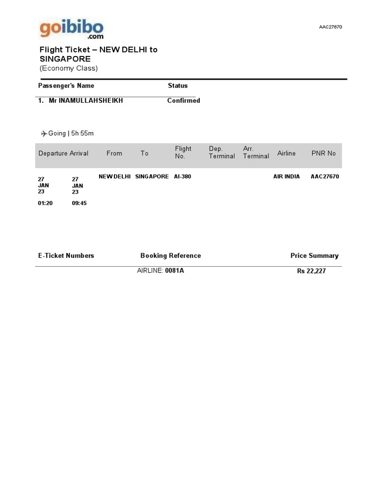 Eticket of Inamullah Sheikh 80 | PDF
