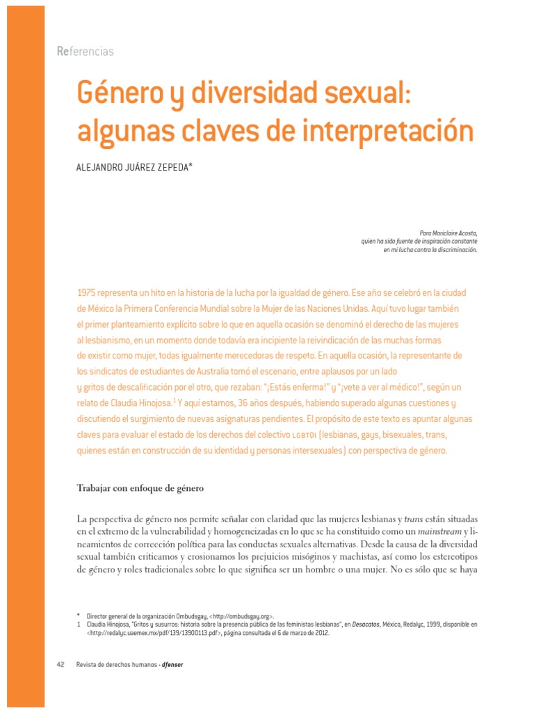 Género y Diversidad Sexual: Algunas Claves de Interpretación | PDF | Lesbianismo | Estudios LGBTQIA+