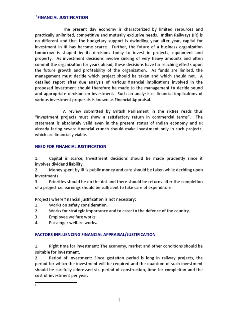 Financial Justification of Projects | PDF | Net Present Value ...