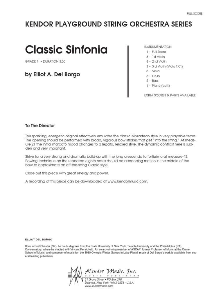 Classic Sinfonia: Kendor Playground String Orchestra Series | PDF ...