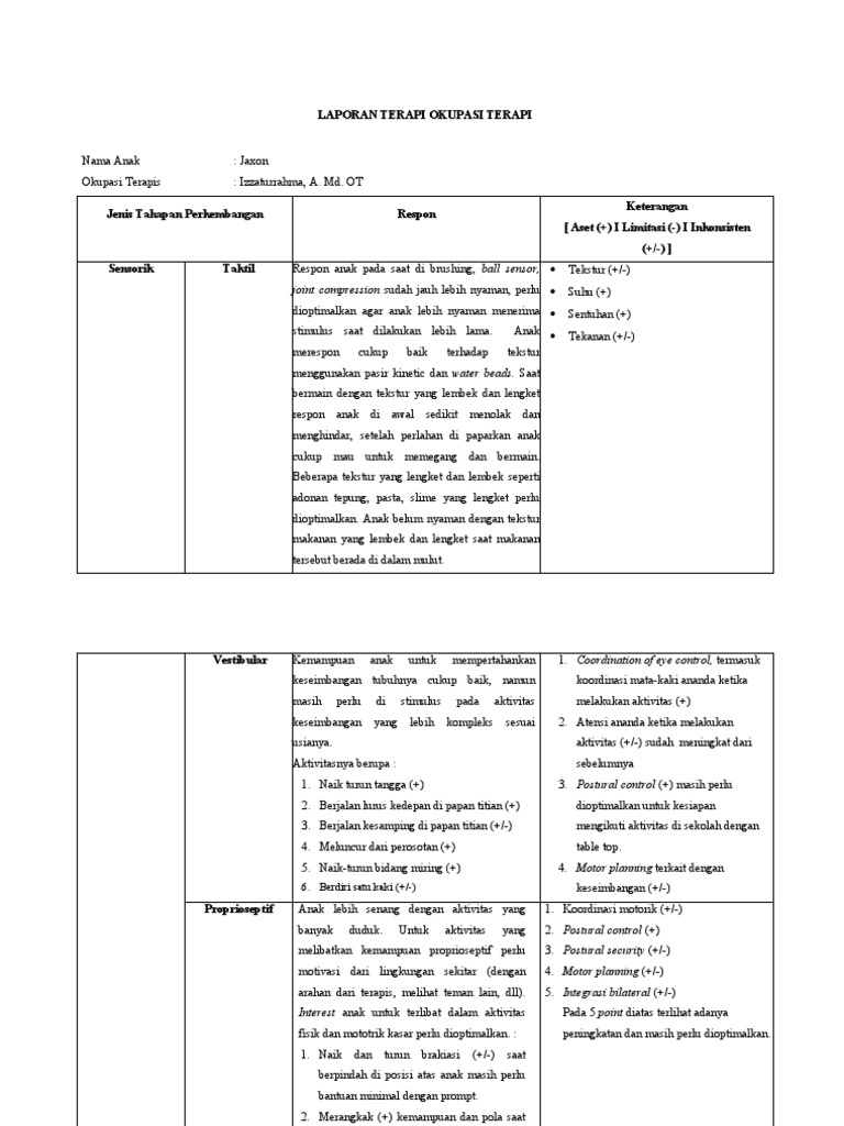Laporan Terapi Okupasi Terapi: Joint Compression Sudah Jauh Lebih Nyaman, Perlu | PDF