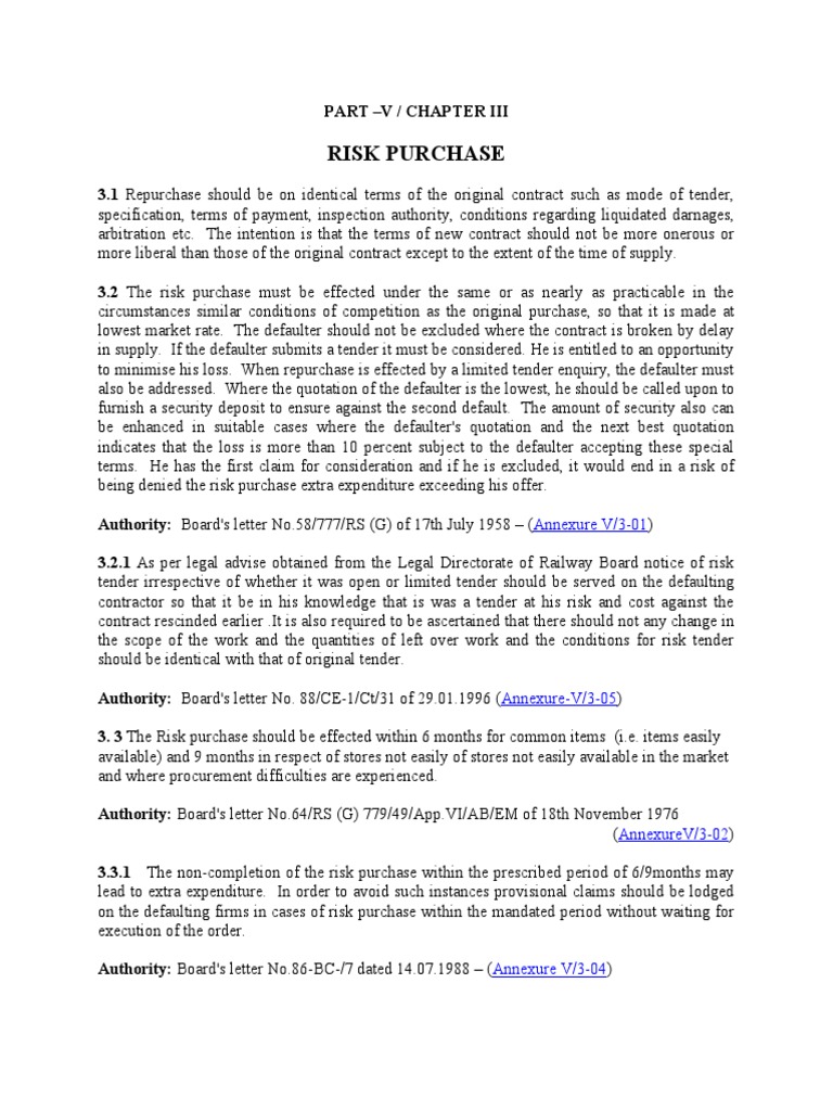 Risk Purchase | Download Free PDF | Breach Of Contract | Repurchase ...