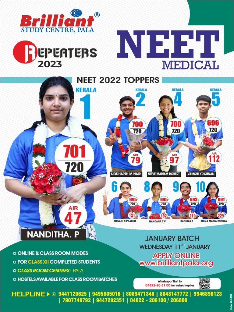 REPEATERS NEET BROCHURE 2023 6 Jan 3 2023 | PDF | Fee | Service Industries