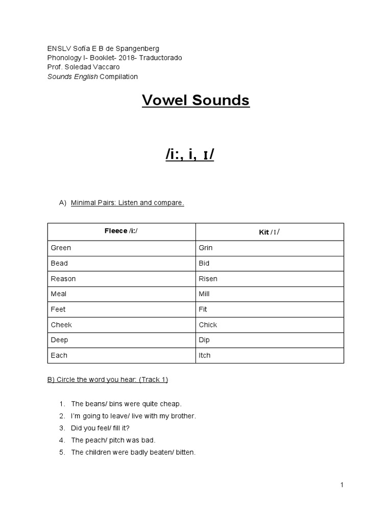 Phonology I Oral Booklet 2019 Pdf