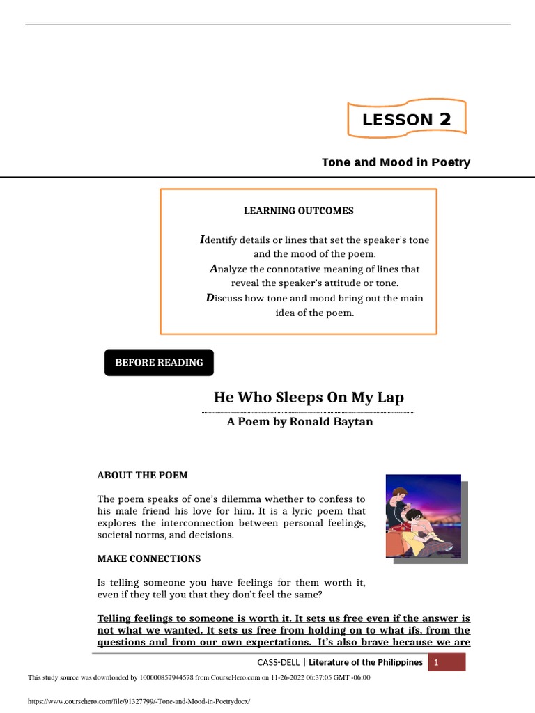 Tone and Mood in Poetry | PDF | Poetry