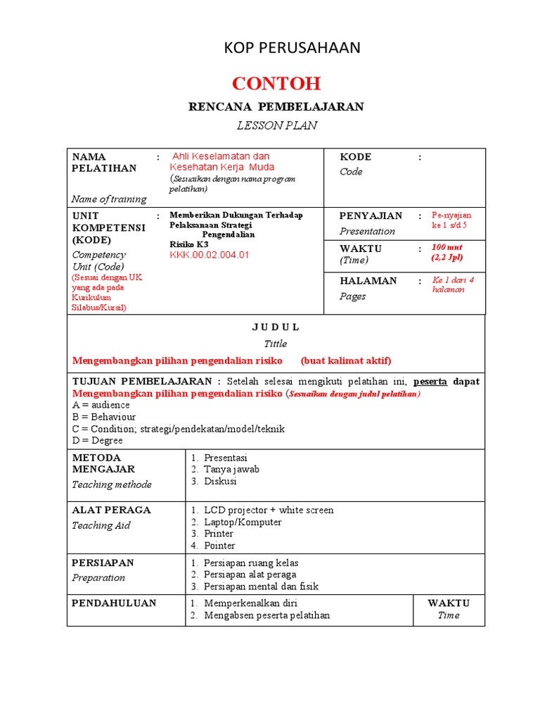 Contoh Lesson Plan | PDF
