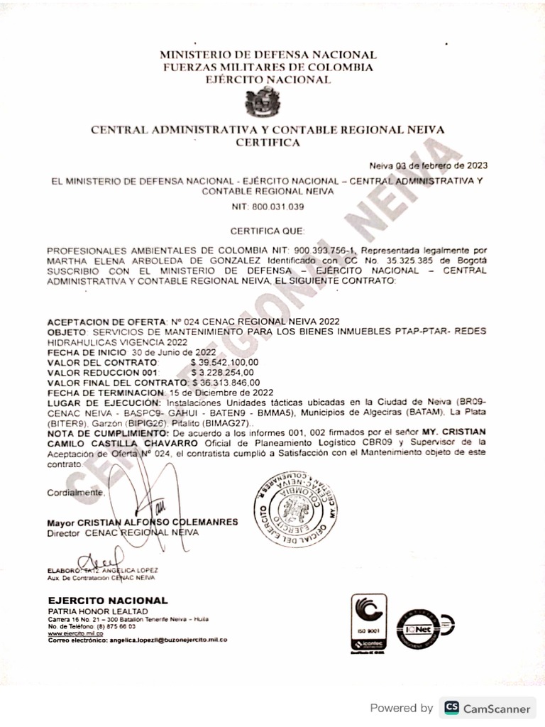 Cenac Neiva. Mantenimiento | PDF