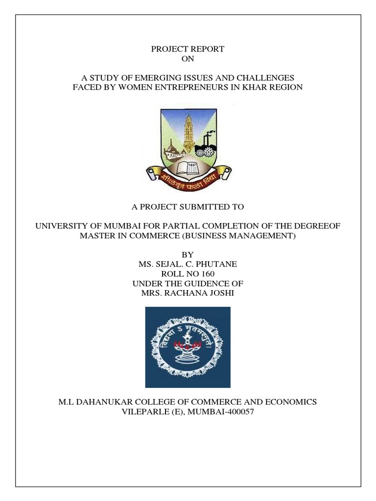 Sejal Mcom Project | PDF | Entrepreneurship | Cost Of Living