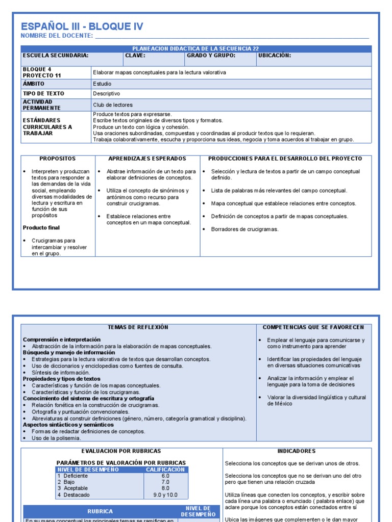 Español 3 Bloque 4 Secuencia 22 | PDF | Palabra | Proposición