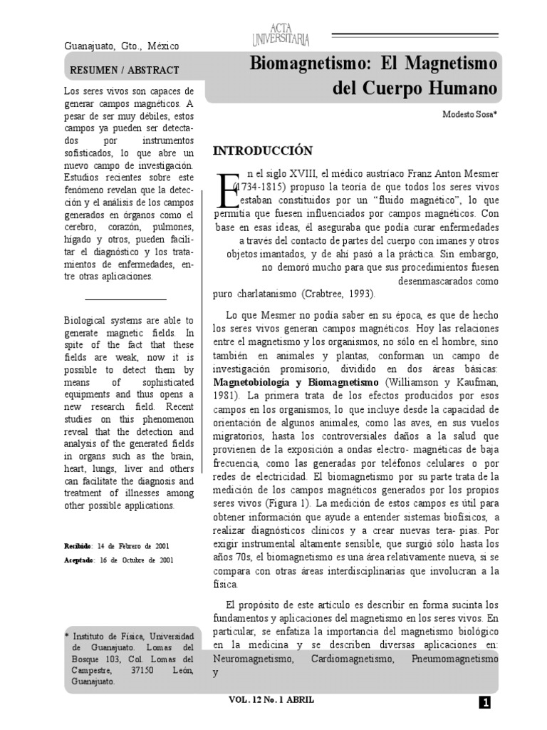 Biomagnetismo: El Magnetismo Del Cuerpo Humano: Introducción | PDF ...