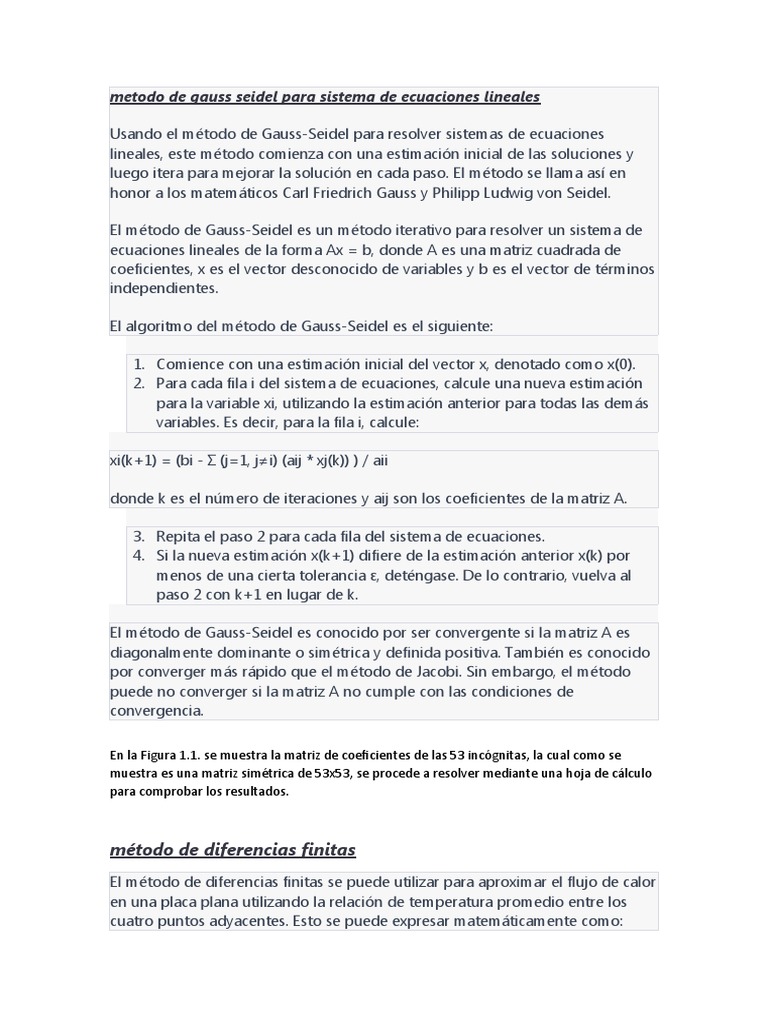 Metodo de Gauss Seidel para Sistema de Ecuaciones Lineales | PDF ...