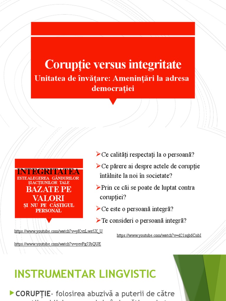 Corupția Versus Integritate | PDF