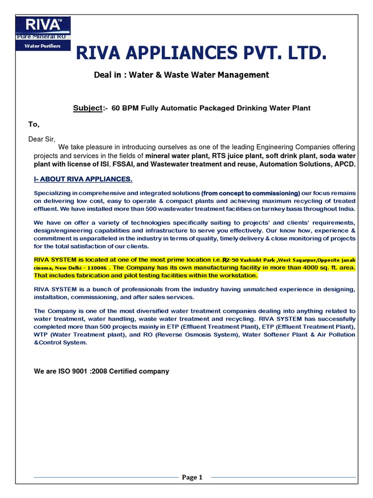 Riva Appliances Pvt. LTD.: Deal In: Water & Waste Water Management ...