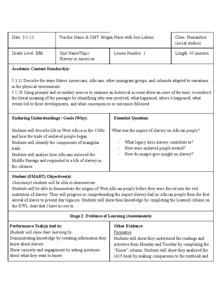 Ed 327 Lesson Plan 1 1 | PDF | Cognition | Learning