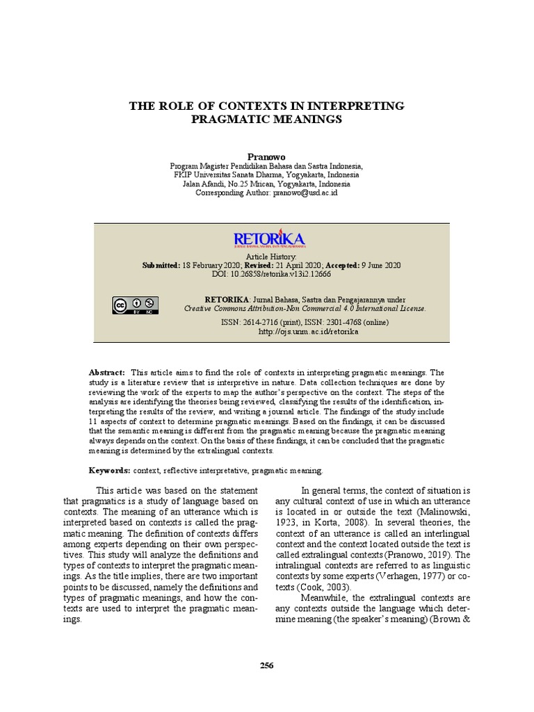 Role of Context | PDF | Linguistics | Context (Language Use)