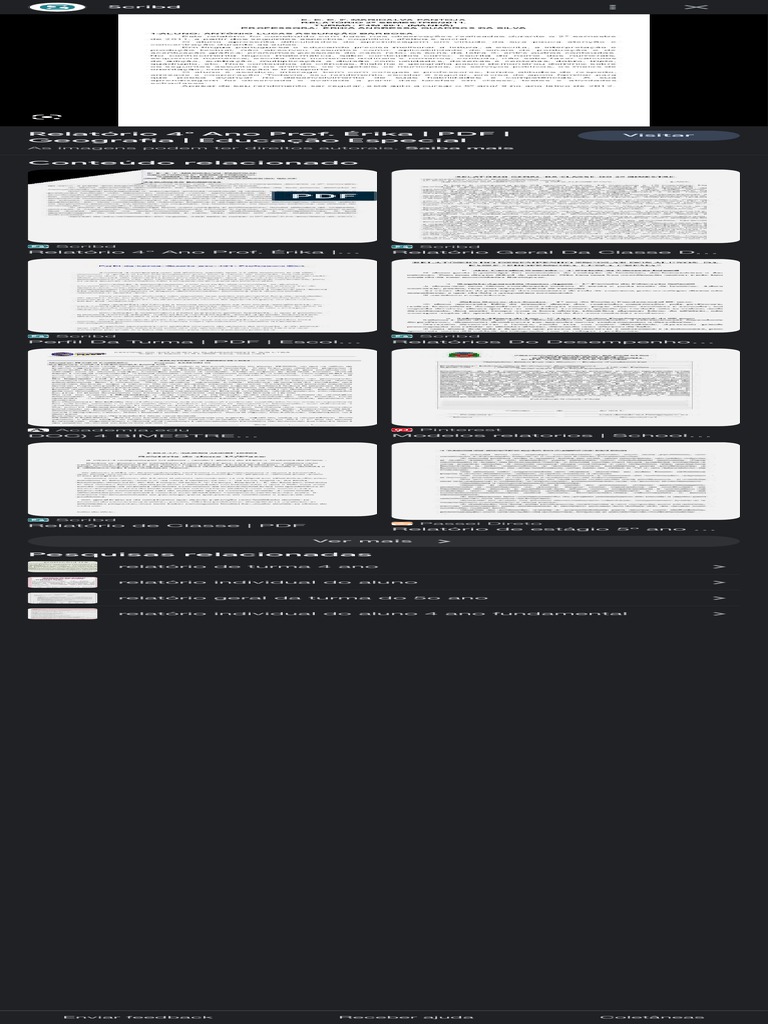 Relatório Individual Do Quarto Ano - Pesquisa Google | PDF