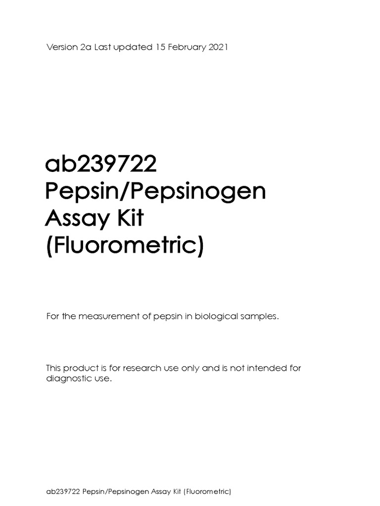 Ab239722 Pepsin/Pepsinogen Assay Kit (Fluorometric) : Version 2a Last ...