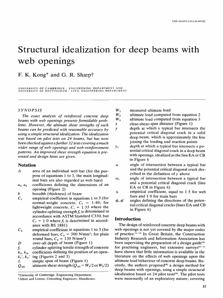 Structural Idealization For Deep Beams With Web Openings | Download ...