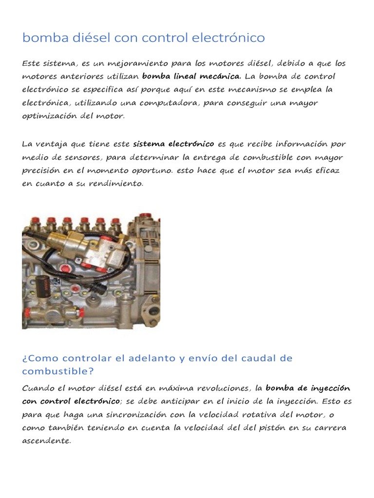 Bomba Lineal Diésel | PDF | Inyección de combustible | Pistón